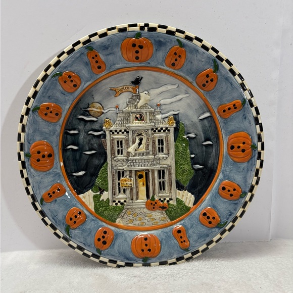 Sakura | Holiday | Debbie Mumm Haunted House Plate With Pumpkins By ...